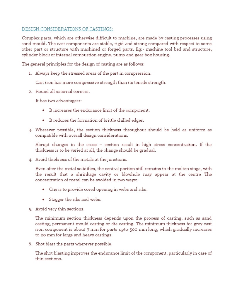 Design Considerations of Castings | PDF | Engineering Tolerance | Forging
