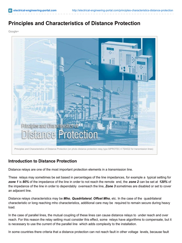 Principles and Characteristics of Distance Protection | PDF ...