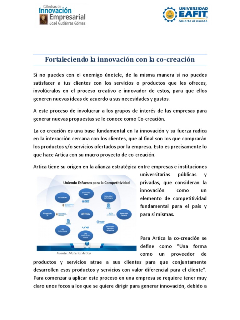 Fortaleciendo La Innovacion Con La Co Creacion | PDF | Innovación ...