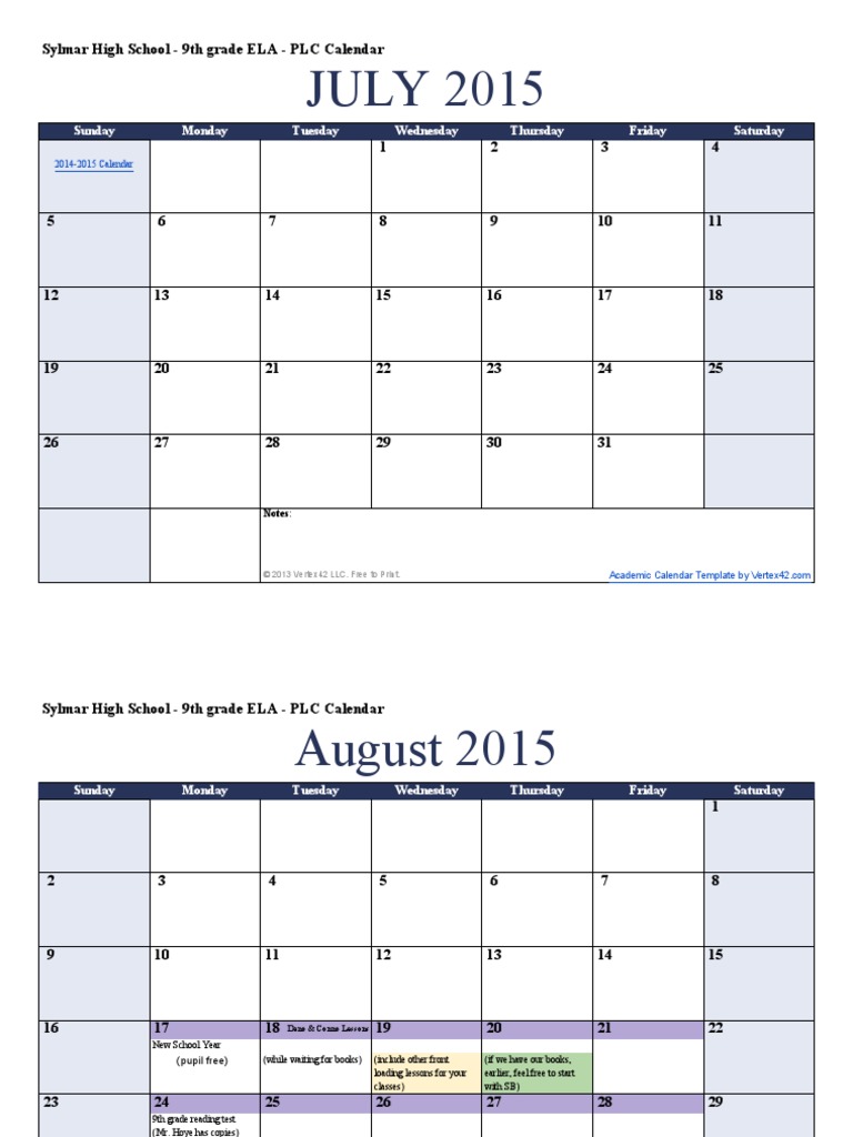 2015-2016 Academic Calendar | PDF | Academic Term