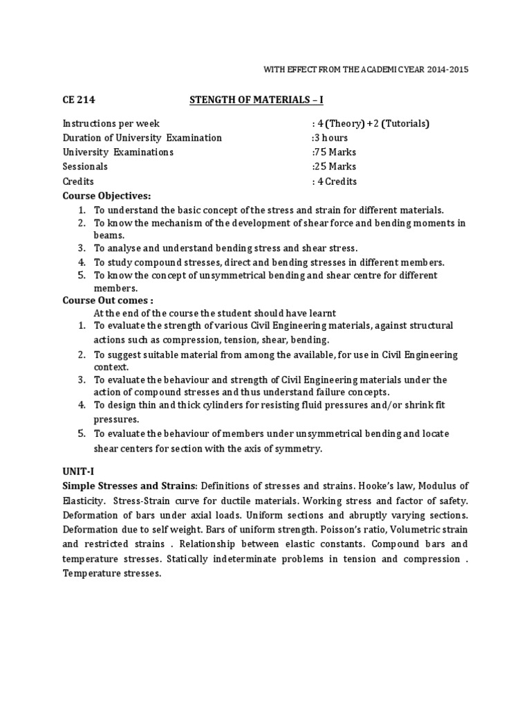 CE214 | PDF | Bending | Stress (Mechanics)
