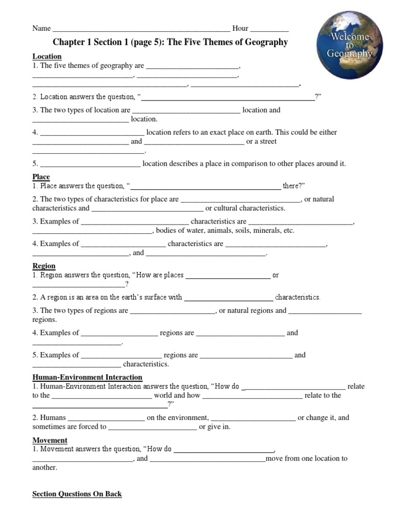 Five Themes of Geography Guide | PDF