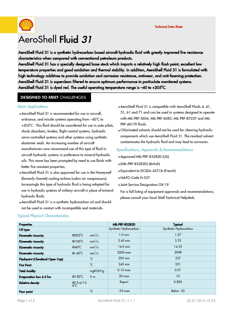 AeroShell Fluid 31 TDS | Wear | Corrosion | Free 30-day Trial | Scribd