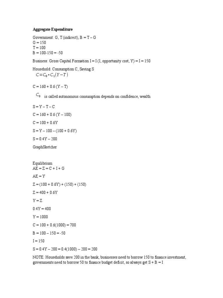 Aggregate Expenditure Explanation | PDF
