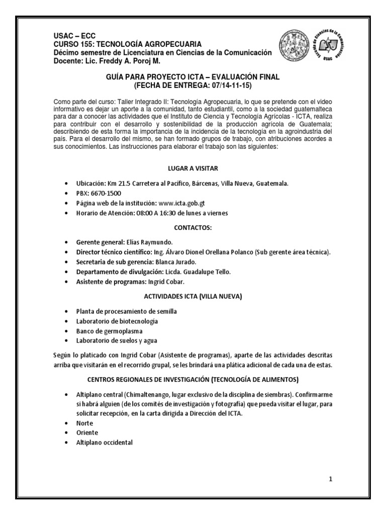 Proyecto ICTA | PDF | Guatemala | Agricultura