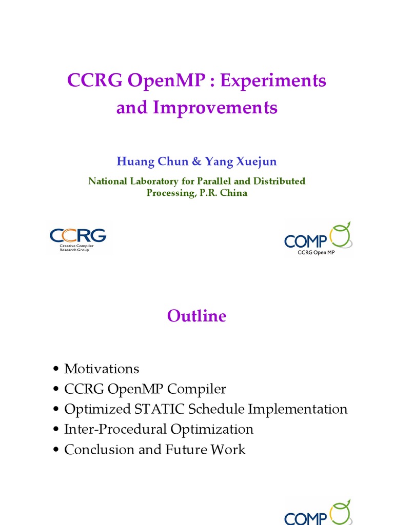 CCRG Openmp: Experiments and Improvements: Huang Chun & Yang Xuejun | Download Free PDF ...