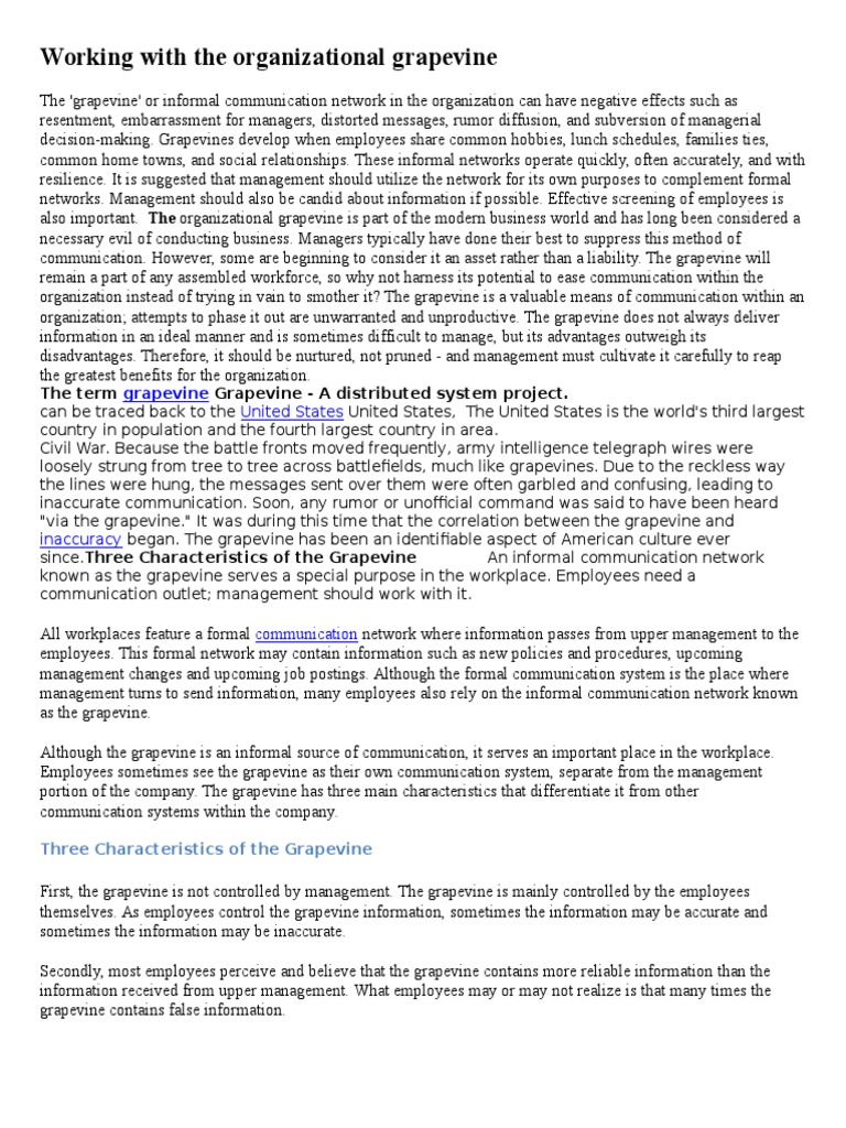 Grapevine Communication | PDF | Defamation | Rumor