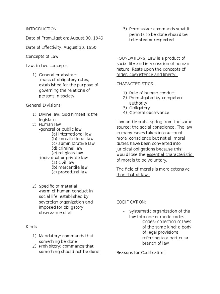 Introduction To Civil Law Notes | PDF | Jurisprudence | Civil Law ...