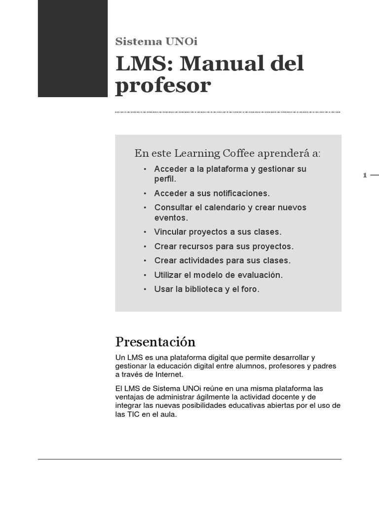 Manual profesor LMS Sistema UNOi | PDF | Foro de Internet | Archivo de ...