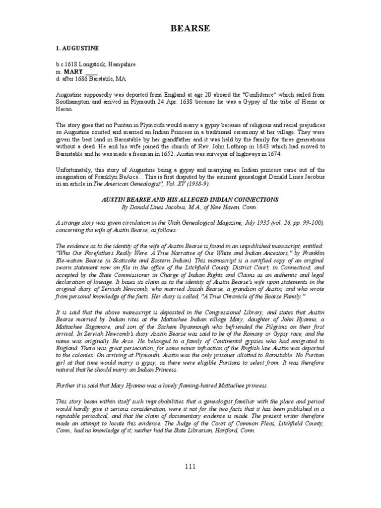 Bearse Genealogy | PDF | Genealogy | Plymouth Colony