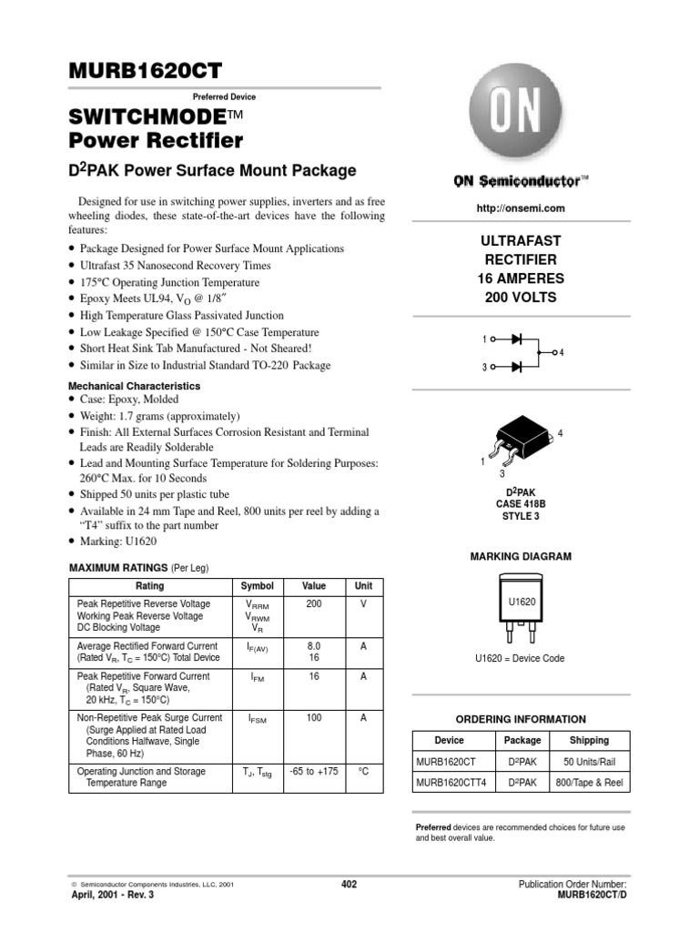 Datasheet U1620 | PDF | Rectifier | Amplifier