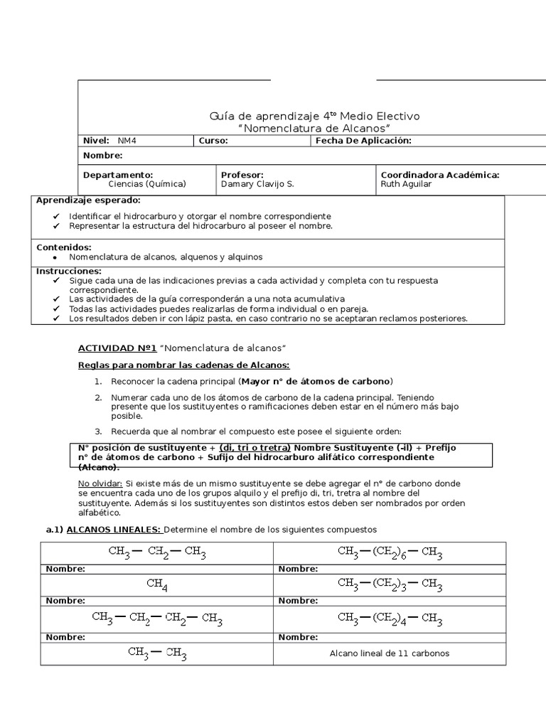 Guia de Alcanos | PDF | Alcano | Moléculas