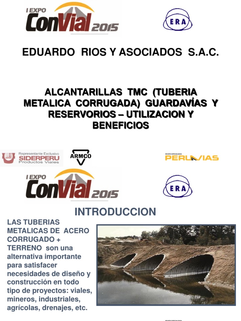 Alcantarillas TMC (Tuberia Metalica Corrugada) Guardavías y Reservorios ...