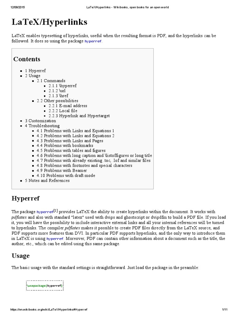 LaTeX Hyperlinks with Hyperref Guide | PDF | Hyperlink | Portable ...