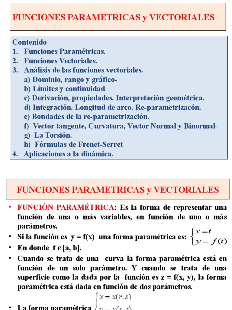 Funciones Paramétricas y Vectoriales | PDF | Vector Euclidiano | Curva