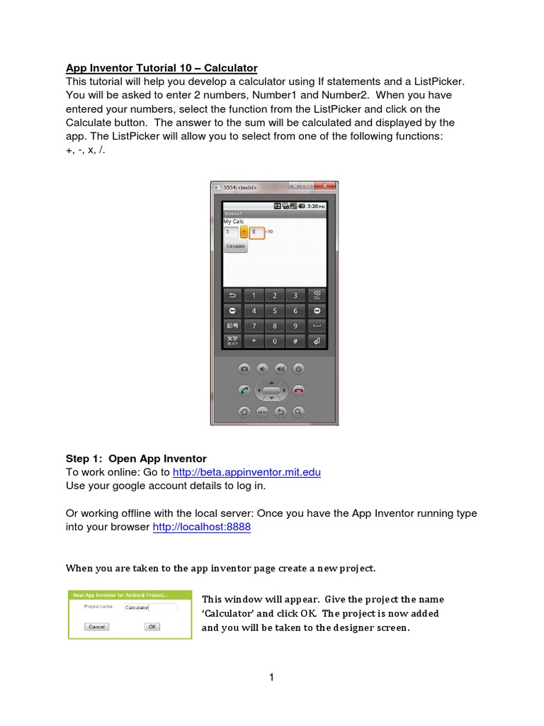 App Inventor Calculator Tutorial | PDF | Tab (Gui) | Graphical User ...