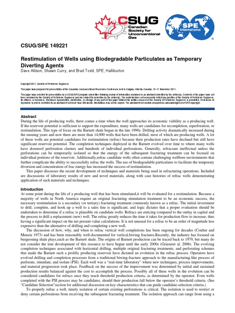 Restimulation of Wells Using Biodegdable Particulates As Temporary ...