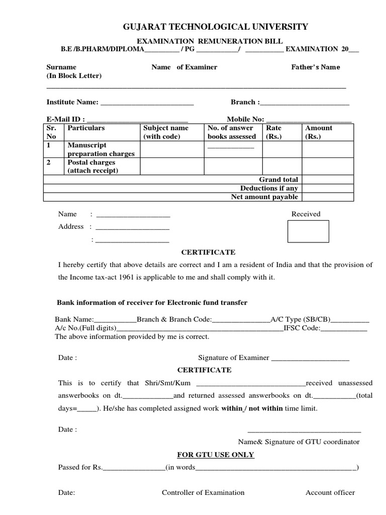 Examination Remuneration Bill | PDF | Taxes | Payments