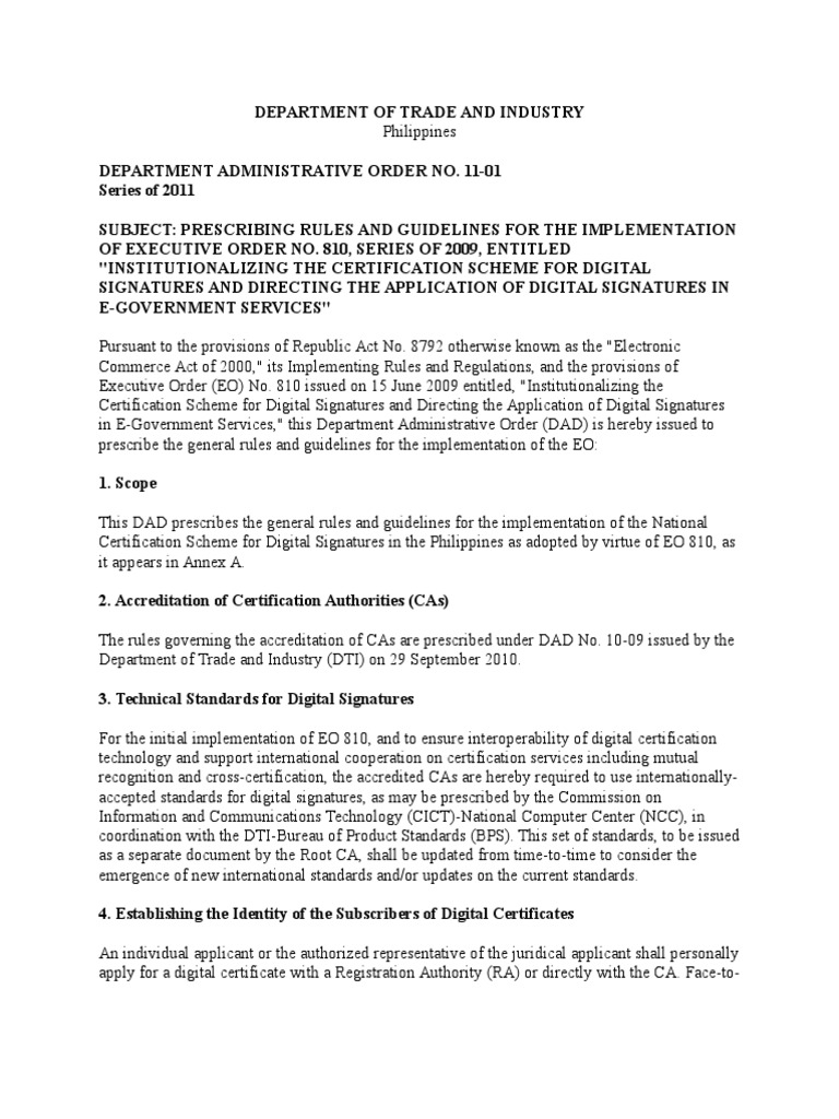 Department Administrative Order No. 11-01 | PDF | Identity Document ...