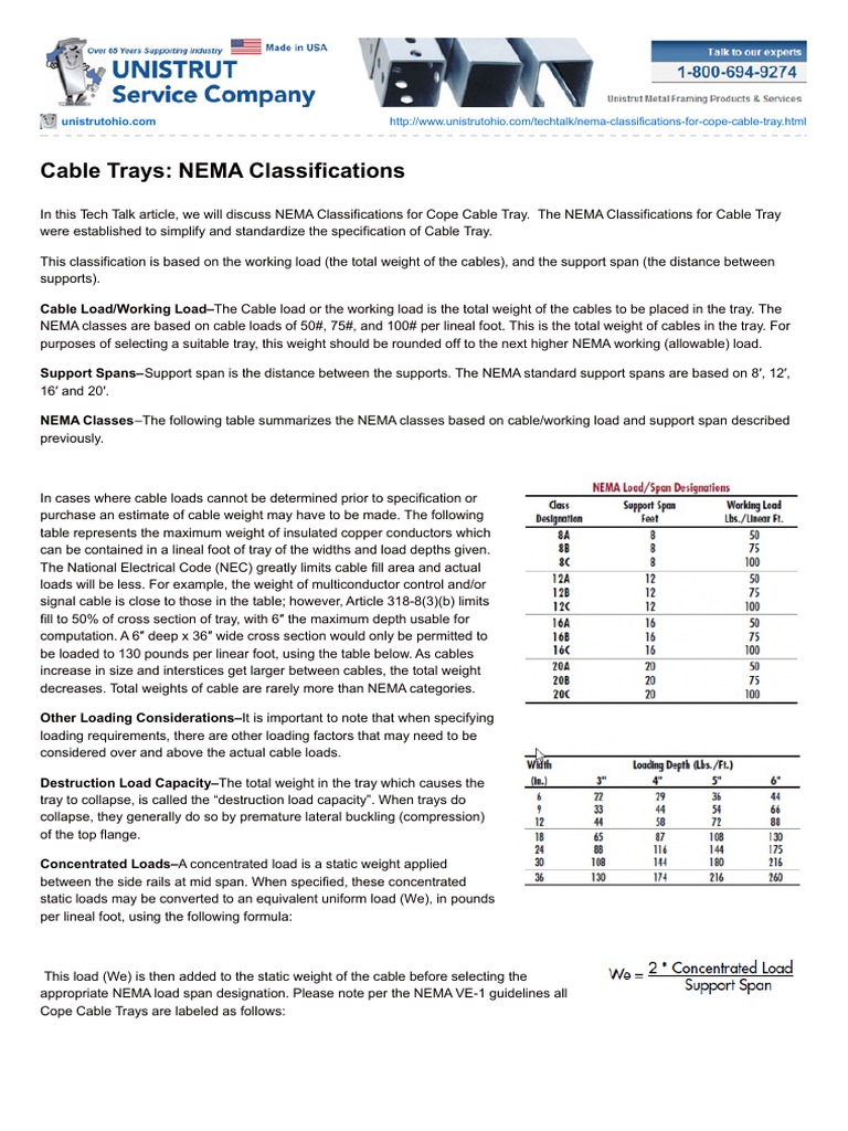 Cable Trays NEMA Classifications | Download Free PDF | Cable ...