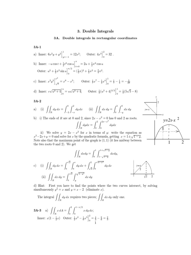 3A. Double Integrals in Rectangular Coordinates | PDF | Trigonometric ...