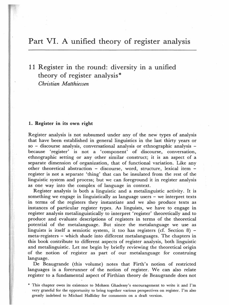 A Unified Theory of Register Analysis | PDF | Semantics | Linguistics
