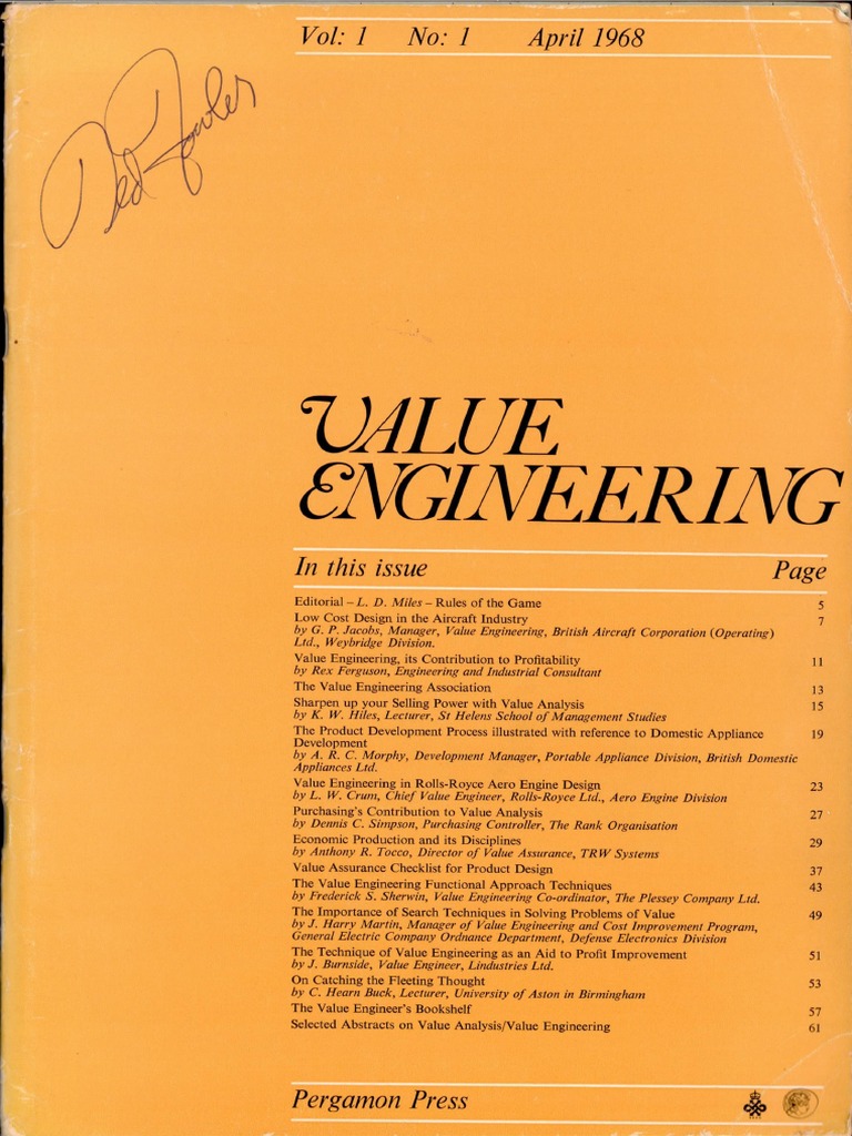 Value Engineering | PDF | Reliability Engineering | Profit (Accounting)