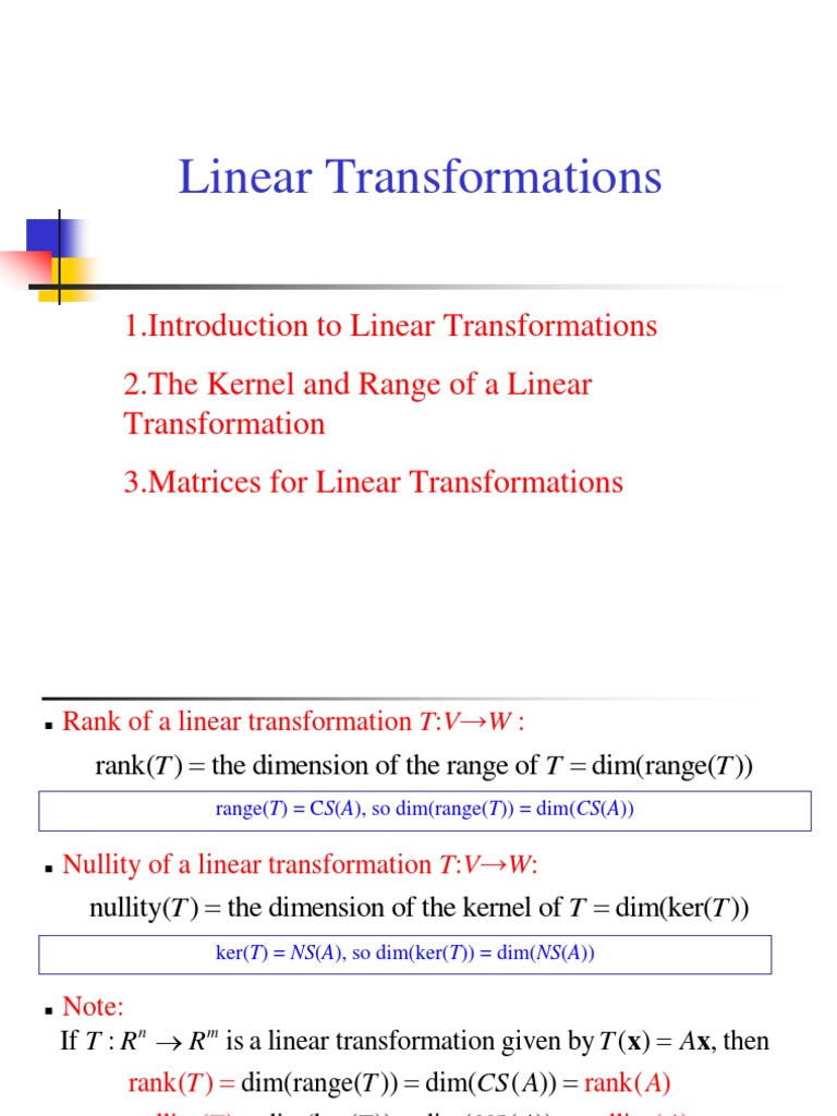 Lecture7, Linear Transformation | PDF | Operator Theory | Linear Algebra Lecture7, Linear Transformation | PDF | Operator Theory | Linear Algebra