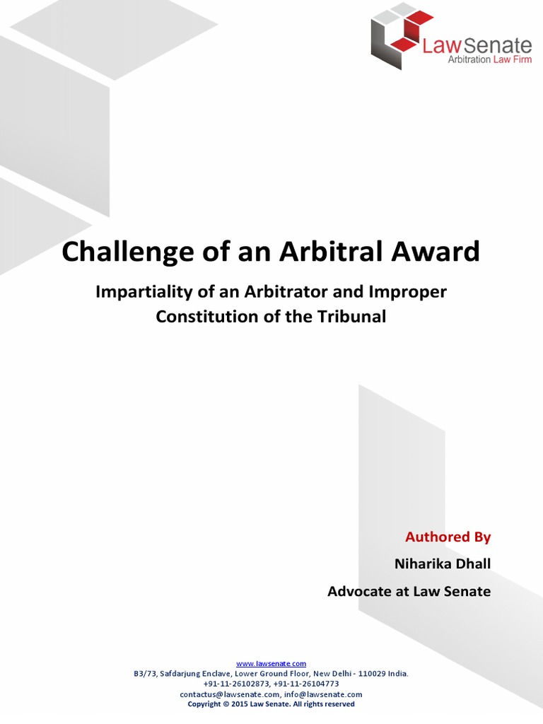 Challenge of An Arbitral Award: Impartiality of An Arbitrator and ...