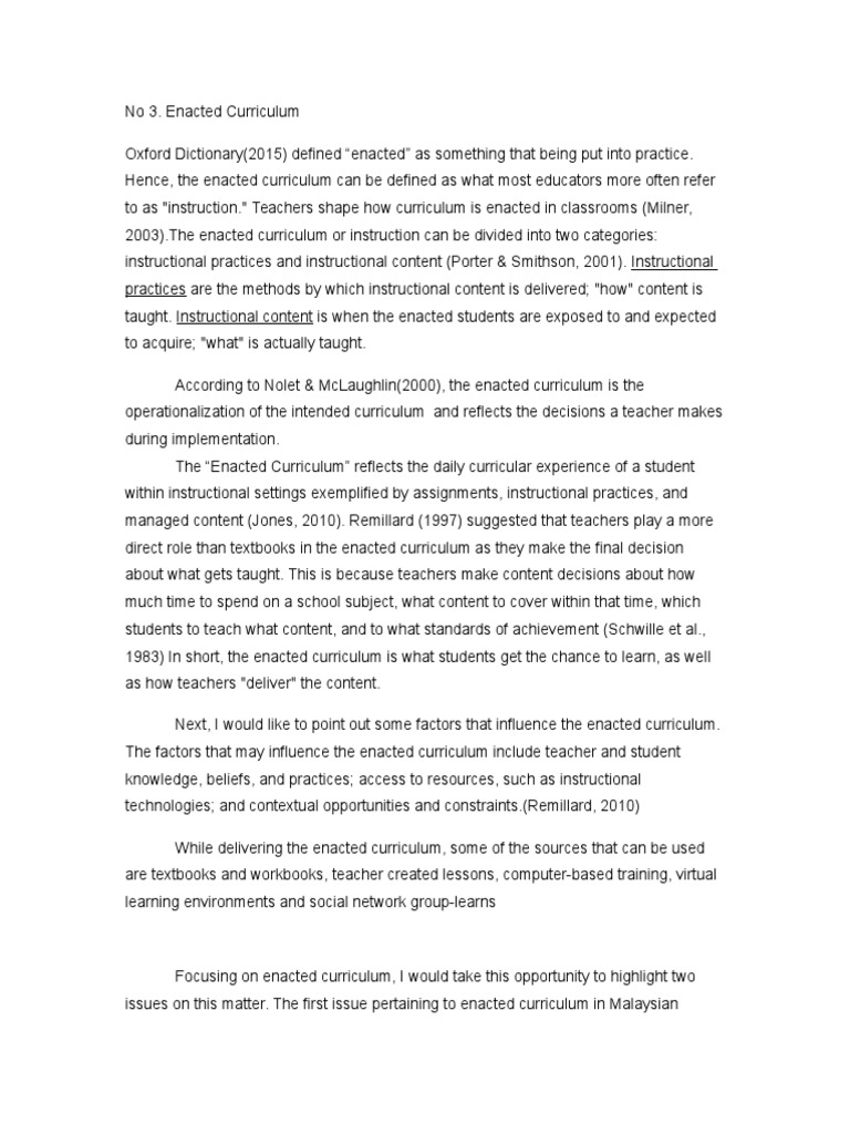 Enacted Curriculum | PDF | Educational Technology | Curriculum