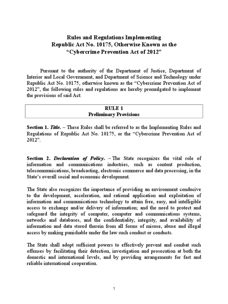 Cybercrime: Implementing Rules and Regulations | PDF | Computer ...