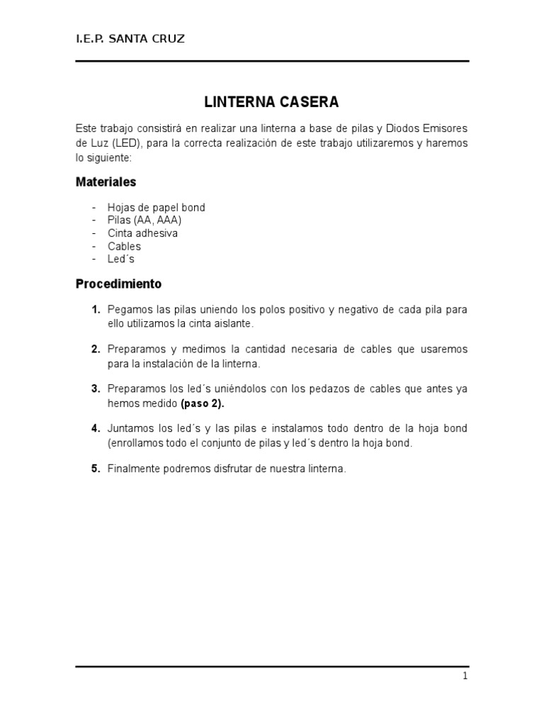 Cómo hacer una linterna casera | PDF