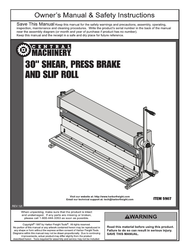 Shear Brake Roll Manual | PDF | Screw | Blade