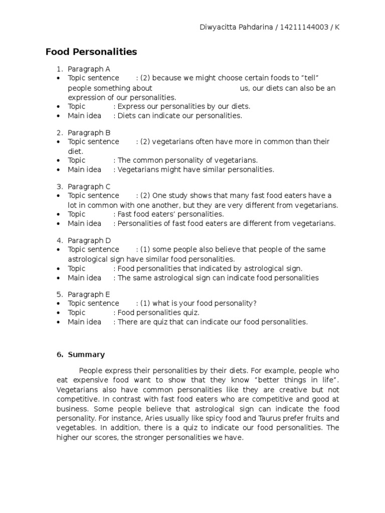 Understanding Food Personalities | PDF