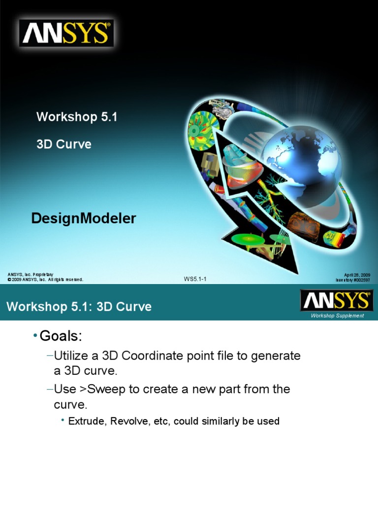 Designmodeler: Workshop 5.1 3D Curve | PDF
