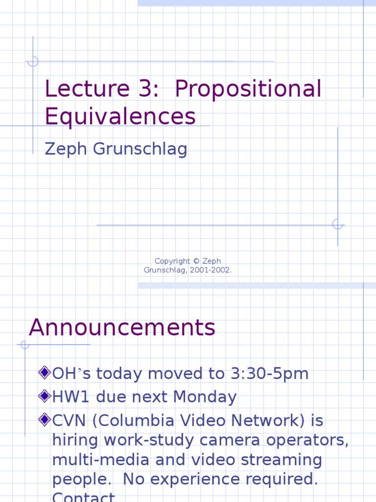 Propositional Equivalence | PDF | Teaching Methods & Materials