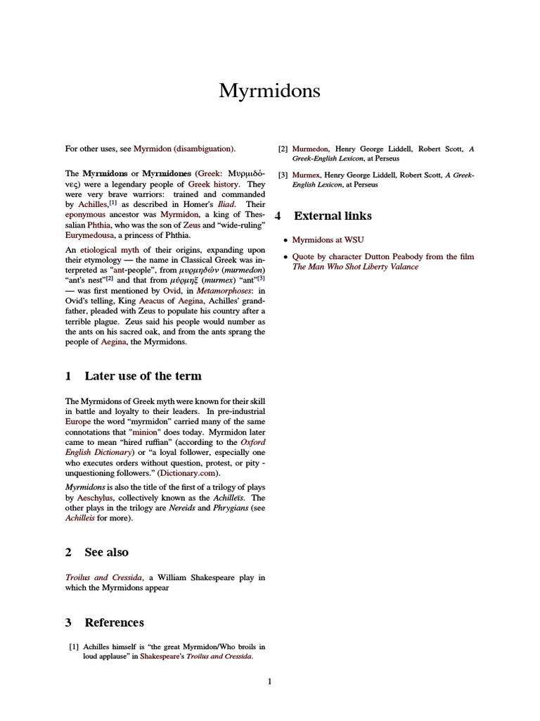Myrmidons | PDF | Paleo Balkan Mythology | Greek Mythology