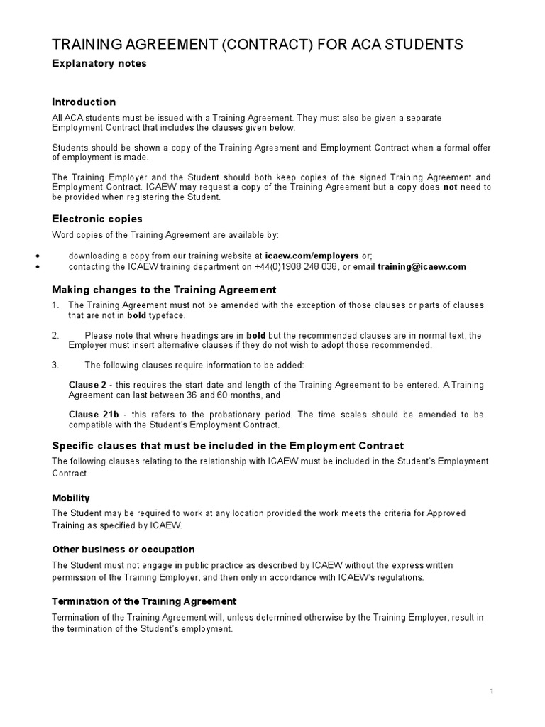 Sample Training Agreement | PDF