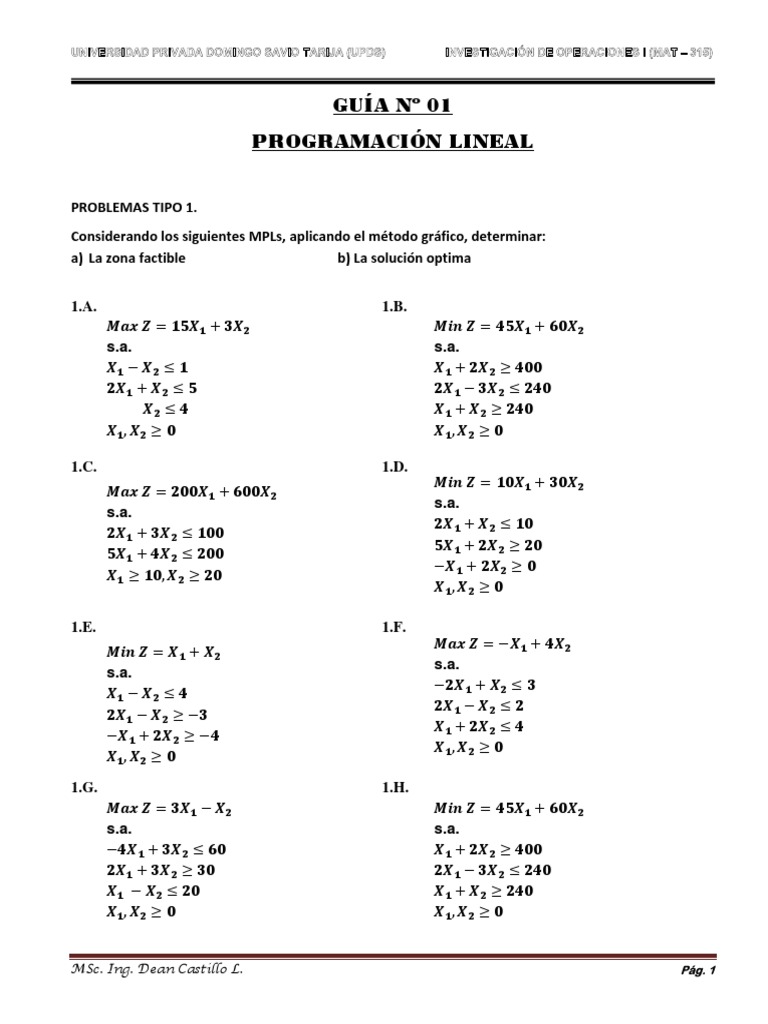 Ejercicios de Programacion Lineal | PDF | Carne | Mercado (economía)