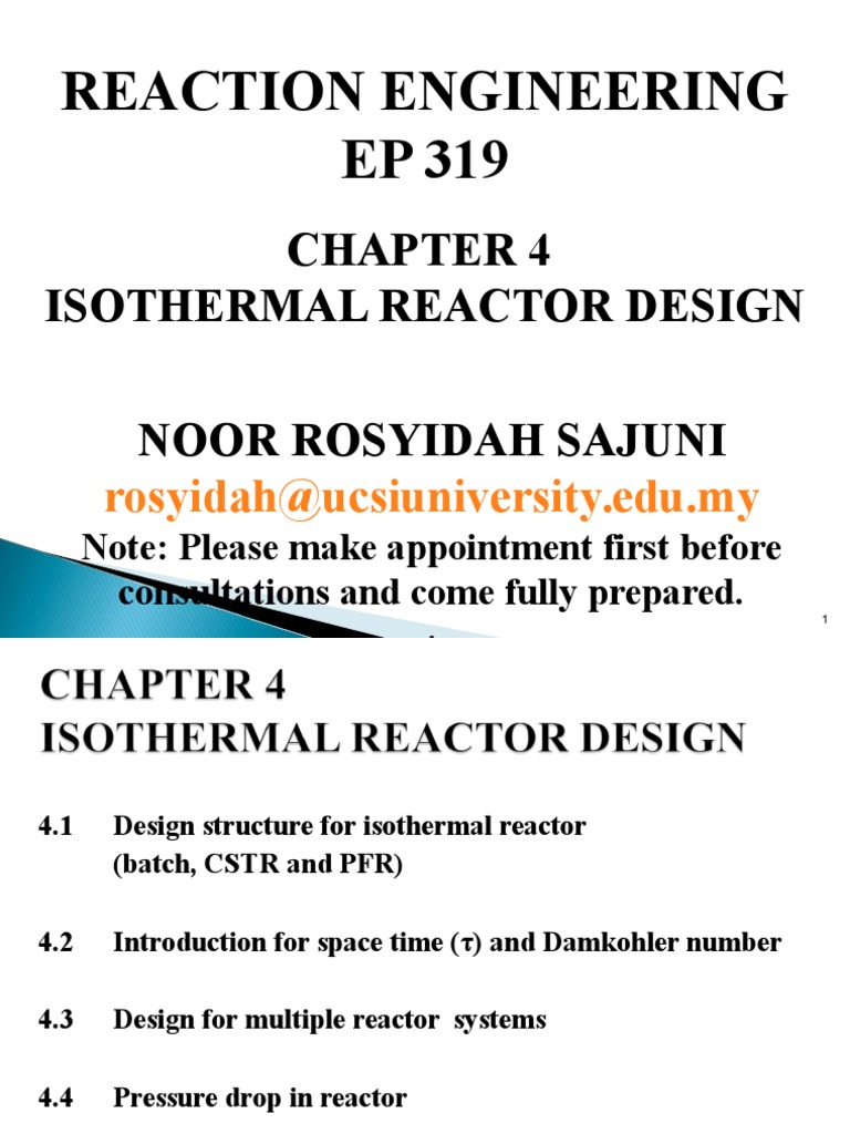 Chap 4 Isothermal Reactor Design (Student) | PDF | Stoichiometry ...