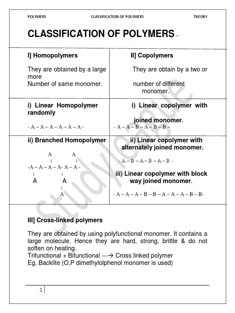 Comparison and Classification | PDF | Polymerization | Polymers