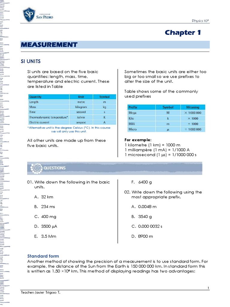 Chapter 1A. Measurement | PDF | Measurement | Volume