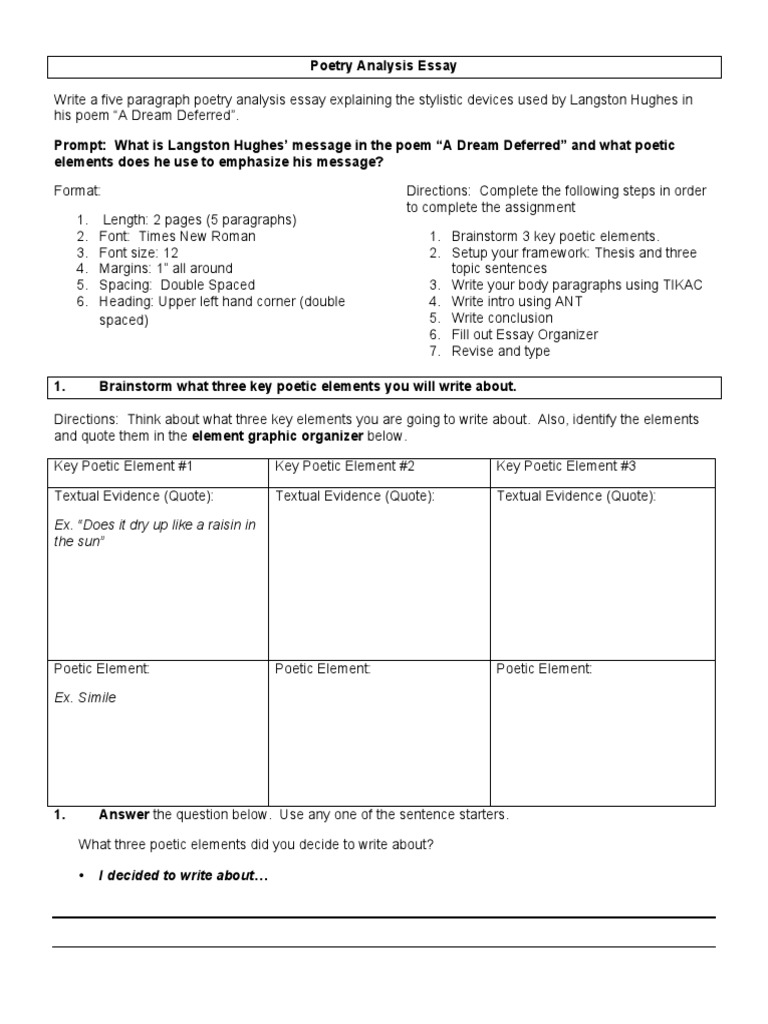 Analyzing "A Dream Deferred" Poem | PDF | Poetry | Paragraph