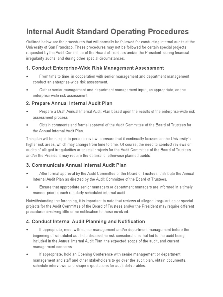 Internal Audit SOP | Internal Audit | Audit Committee