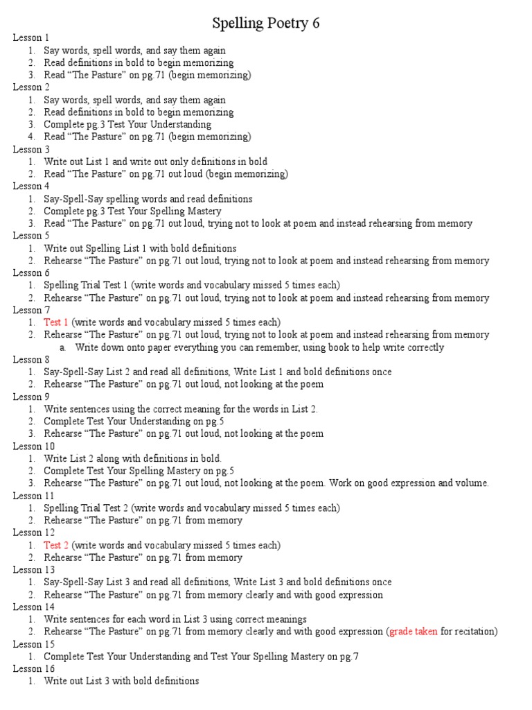Spelling Vocabulary Poetry 6 | PDF | Vocabulary | Spelling