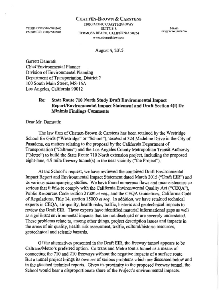 Westridge School - Chatten-Brown & Carstens - Comment Letter - Without ...