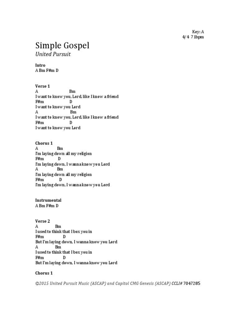 Simple Gospel Chords | PDF | Song Structure | Song Recordings