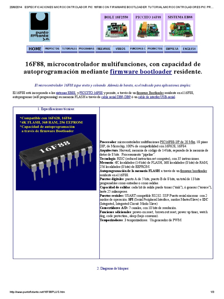 Microcontrolador Pic 16F88 Con Firmware Bootloader Tutorial Proyectos ...