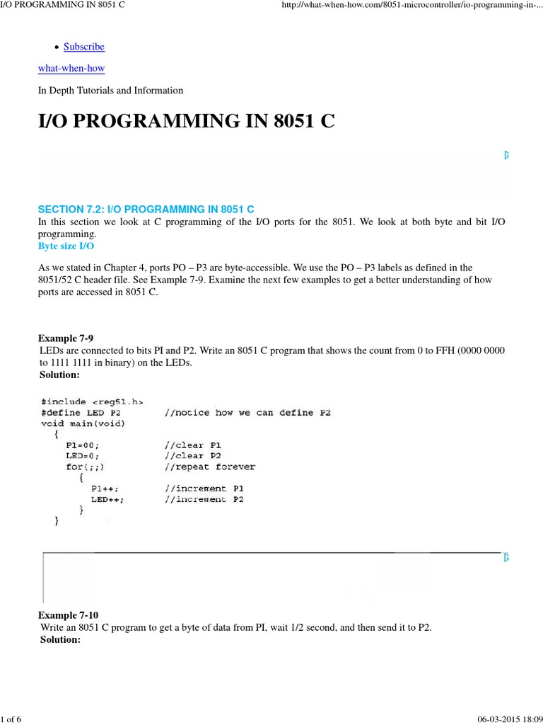 I - o Programming in 8051 C | PDF | C (Programming Language) | Bit