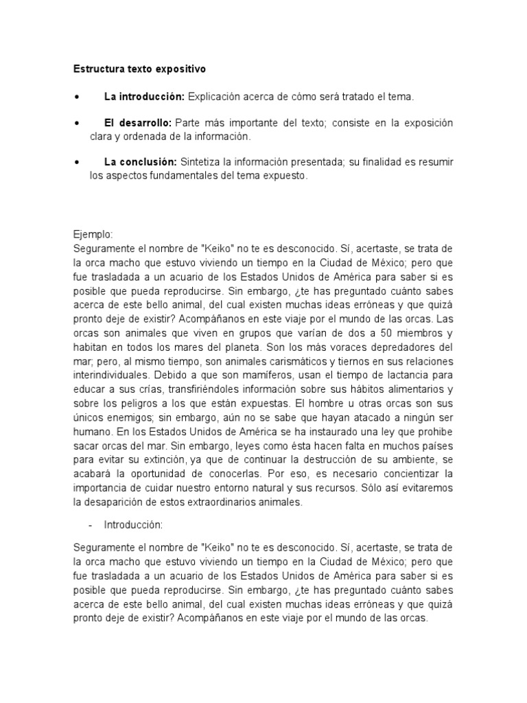 Estructura Del Texto Expositivo | PDF | Orca | Extinción